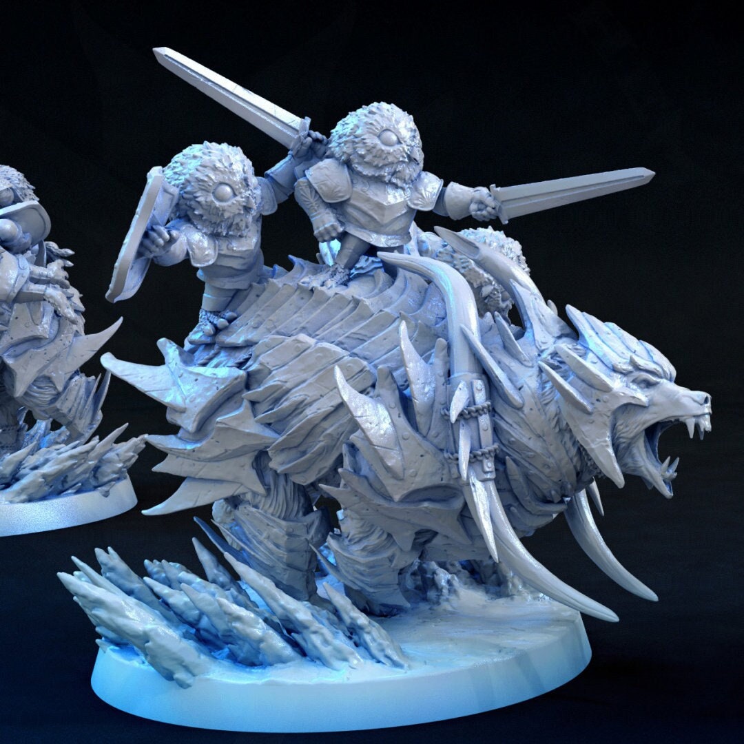 D&D Armored Polar Bear With Baby Owlbear Knights RPG Model Imperium ...