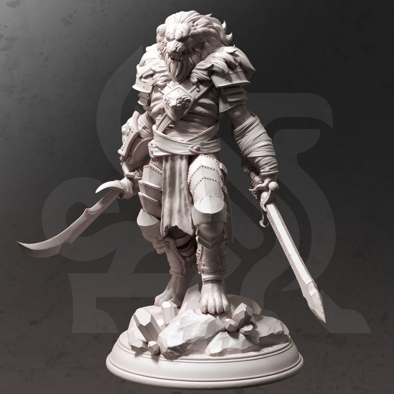 D&D Tabaxi Lion Barbarian RPG Model Kiz Ai'er the - Etsy