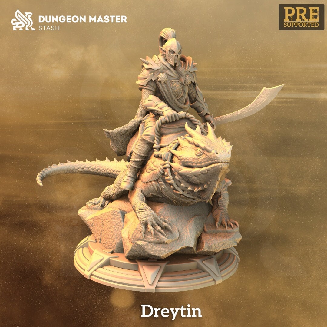 D&D Orc Knight on Lizard Mount RPG Model Dreytin on Lizard Mount by DM ...