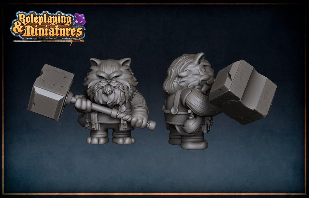 D&D Grumpy Blacksmith Cat Familiar | RPG Model | Grumpy Blacksmith Cat ...