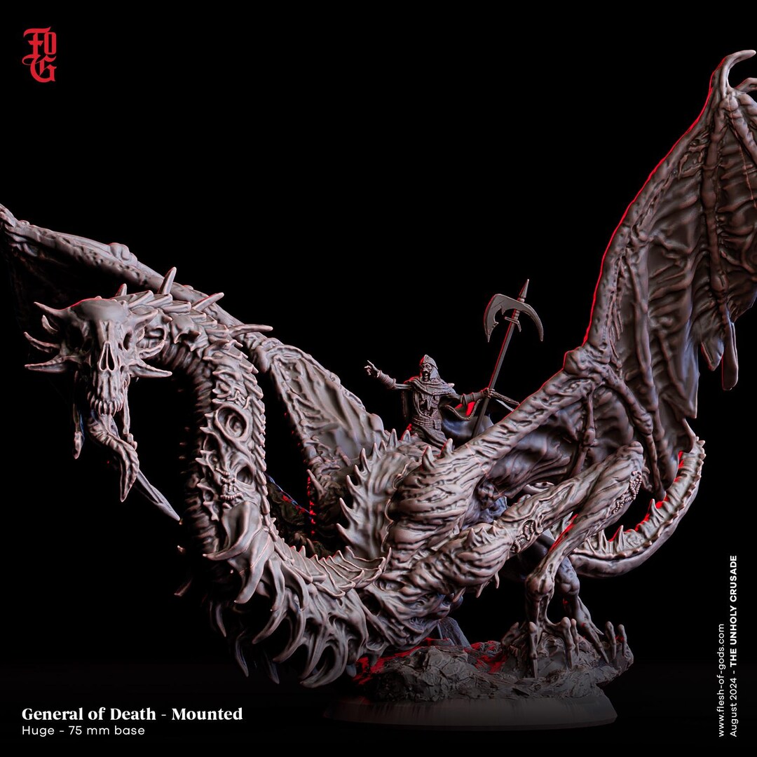 D&D 4 Horsemen: Death Dragon Rider RPG Model General of Death Mounted ...