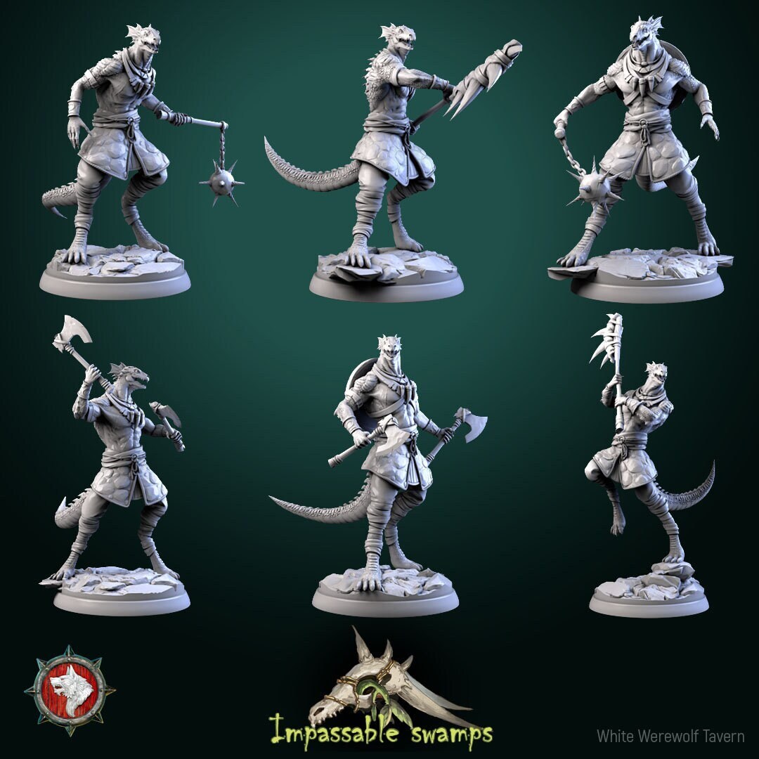 D&D Dragonborn Fighters RPG Model Lizardfolk Male Warriors by White ...