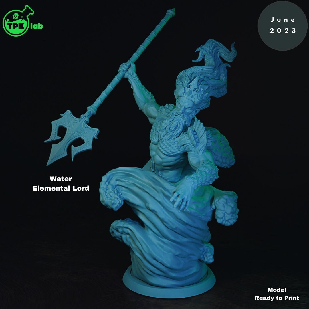 D&D Poseidon / Water Elemental Lord RPG Model Water Elemental Lord by ...