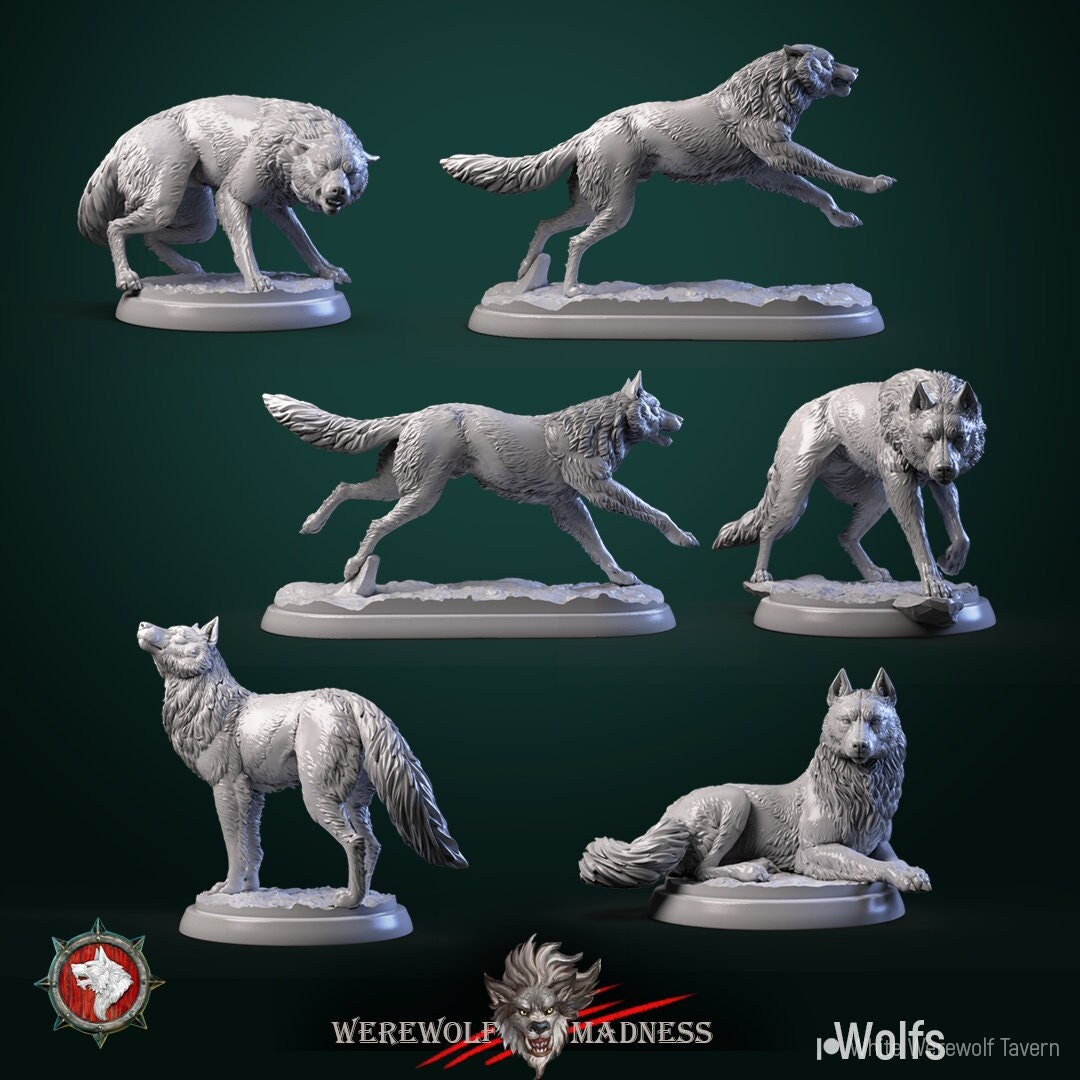 D&D Wolves | RPG Model | Wolves | by White Werewolf Tavern - Etsy