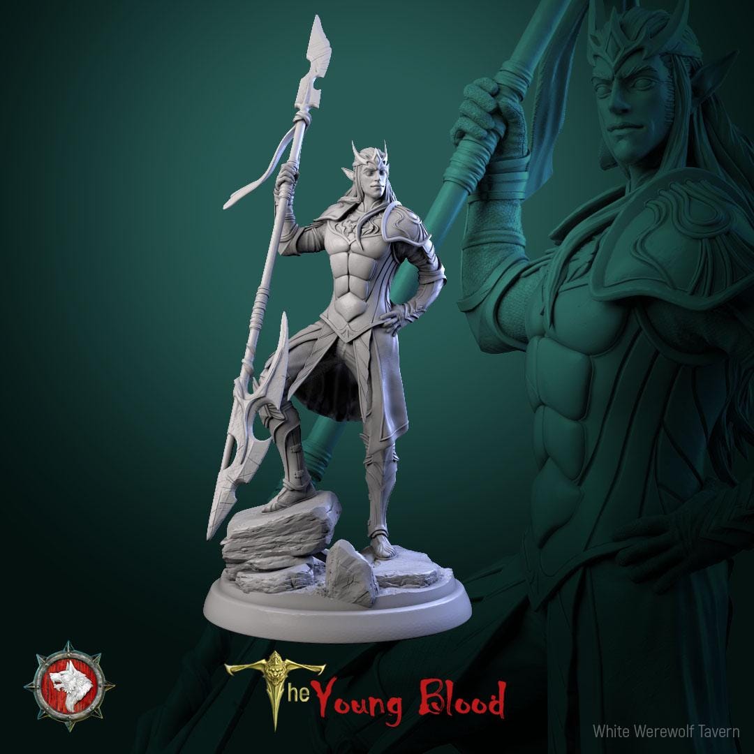 D&D Noble Elf Fighter With Twin-blade Glaive | RPG Model | Elven ...