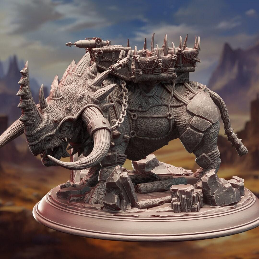D&D Rhino Goblin Mount | RPG Model | Goragora - Great Orcish War Beast ...