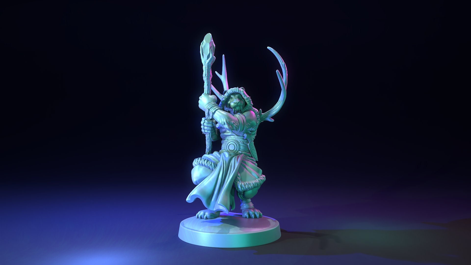 D&D Tabaxi Druid RPG Model Tiger With Staff by Dragon | Etsy