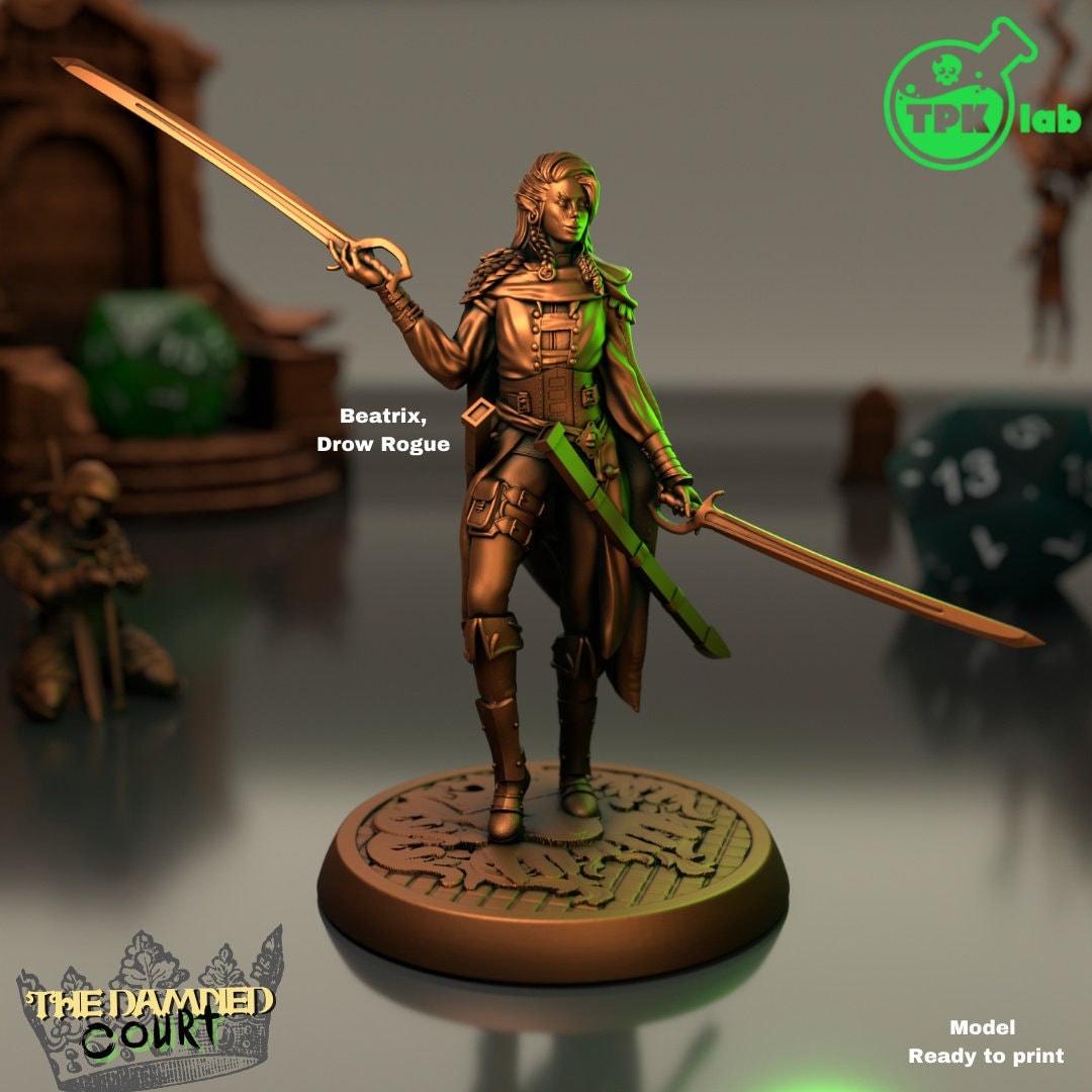 D&D Female Drow Swashbuckler Rogue RPG Model Beatrix by TPK LAB - Etsy