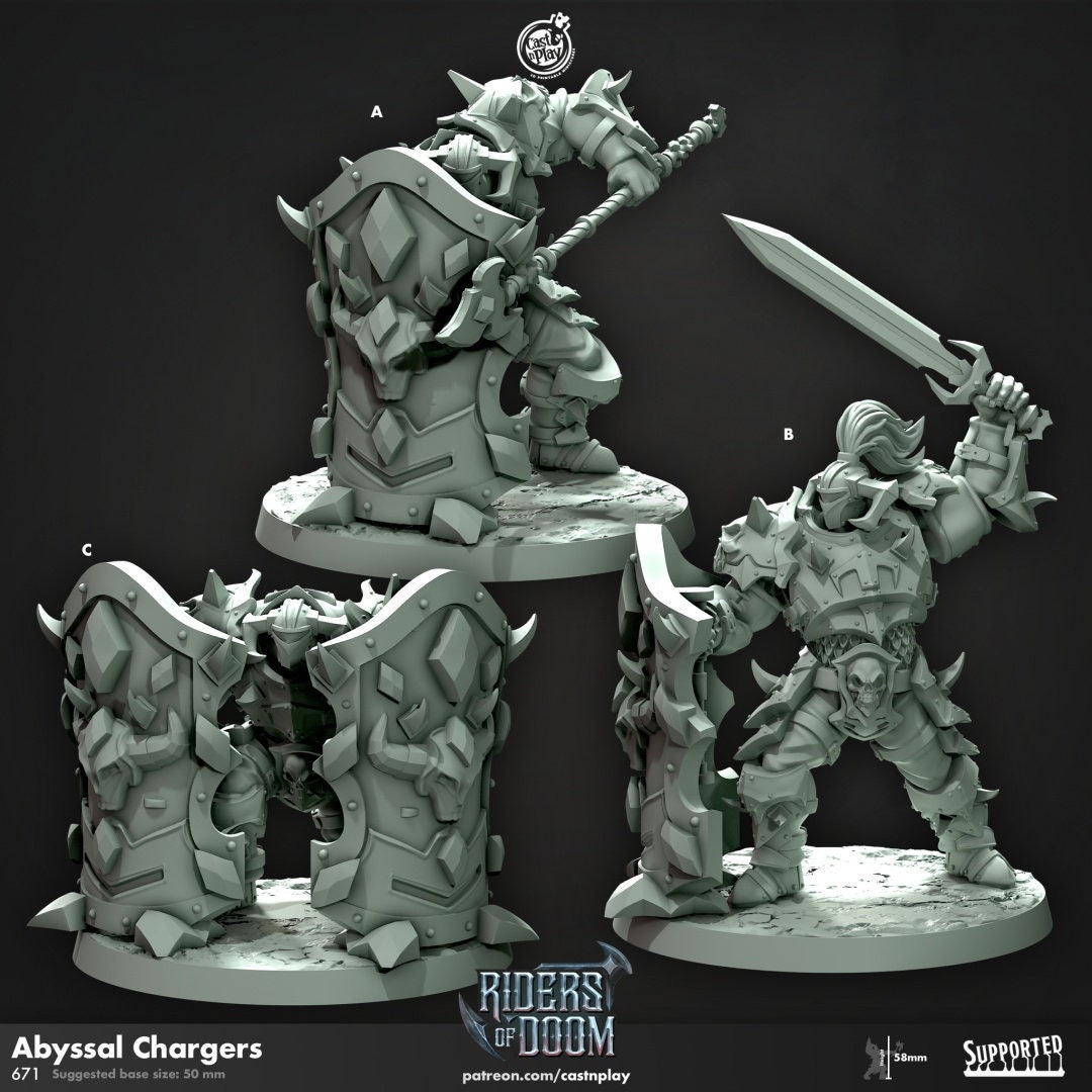 D&D Death Knight Paladins RPG Model Abyssal Chargers by Cast N Play - Etsy