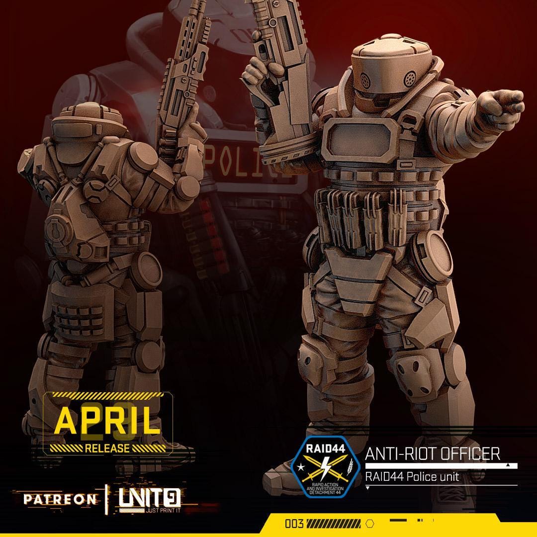 Cyberpunk Heavy Armored Riot Cop Commander | RPG Model | Anti-riot ...