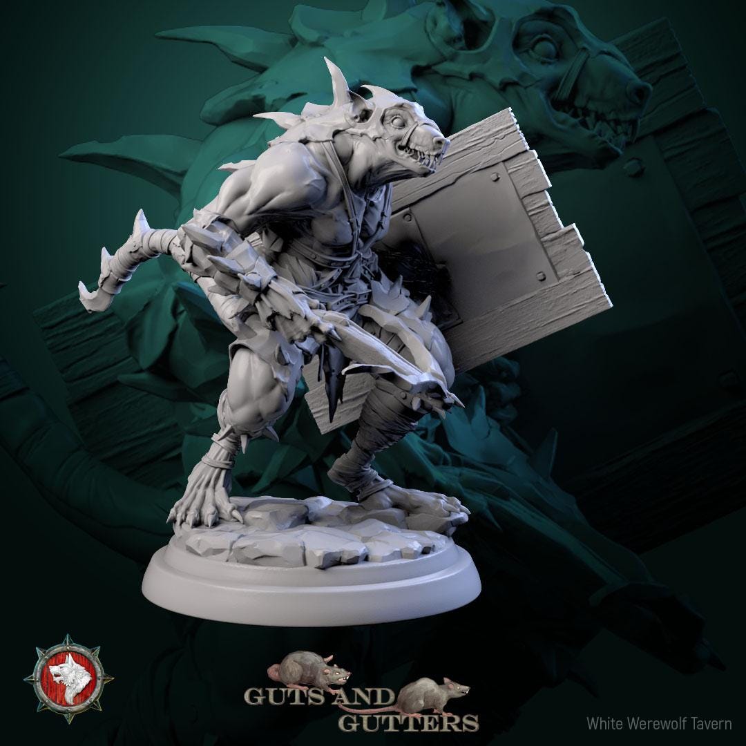 D&D Ratfolk Ranger With Crossbow and Shield | RPG Model | Mutant Rat V4 ...