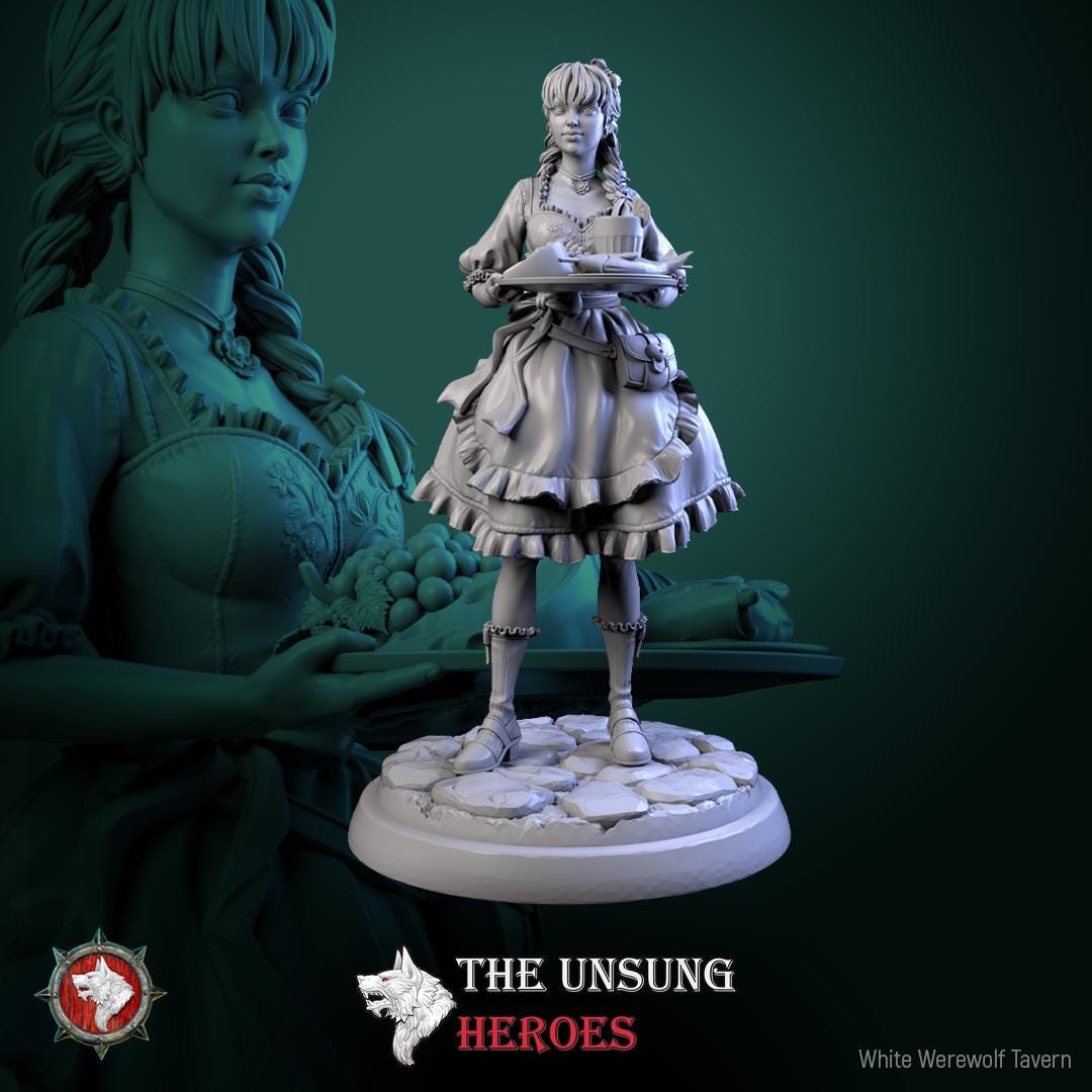 D&D Female Barmaid Serving Food | RPG Model | Alehouse Maid V2 by White ...