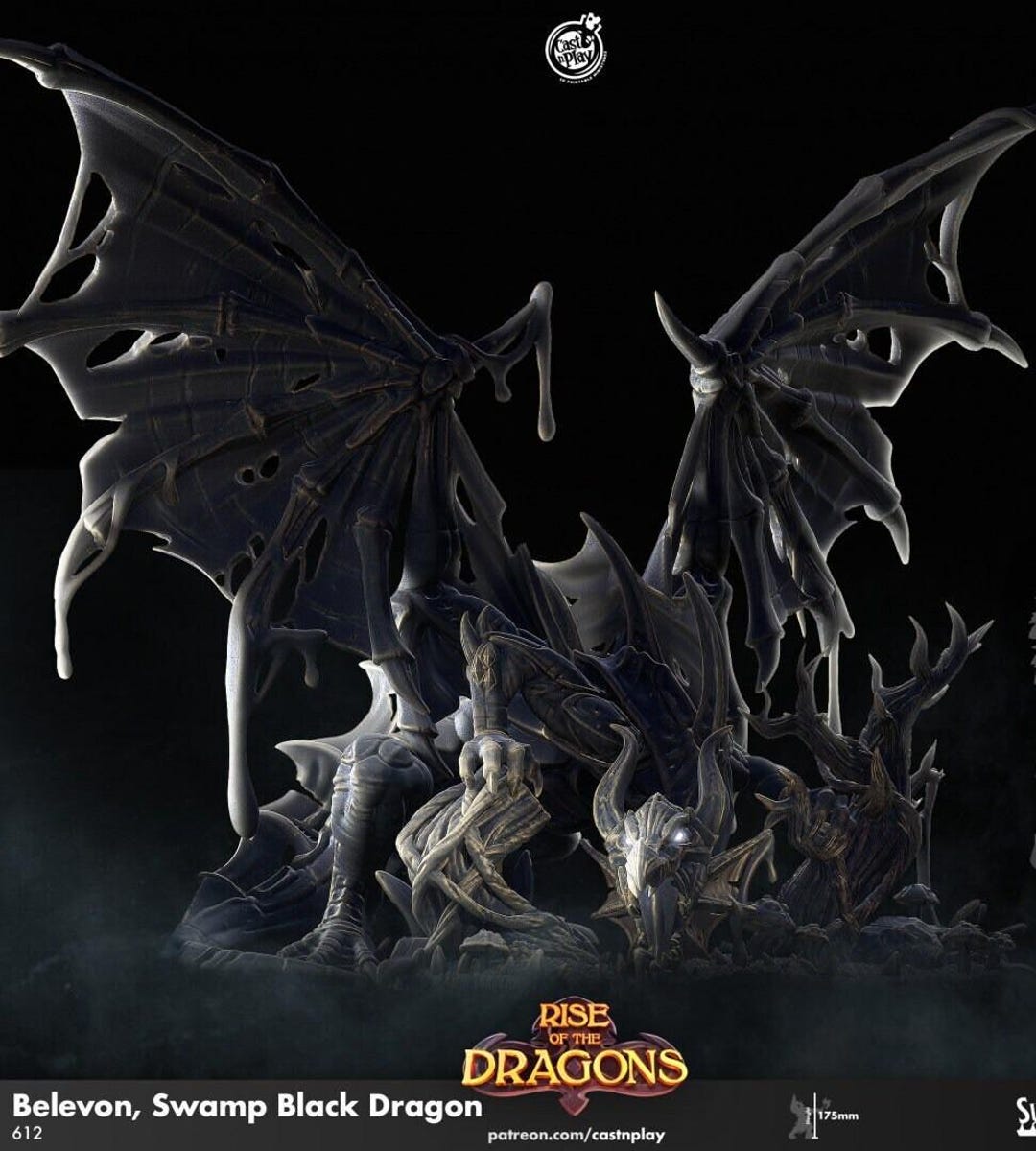 D&D Black Swamp Dragon | RPG Model | Belevon, Swamp Black Dragon | by ...