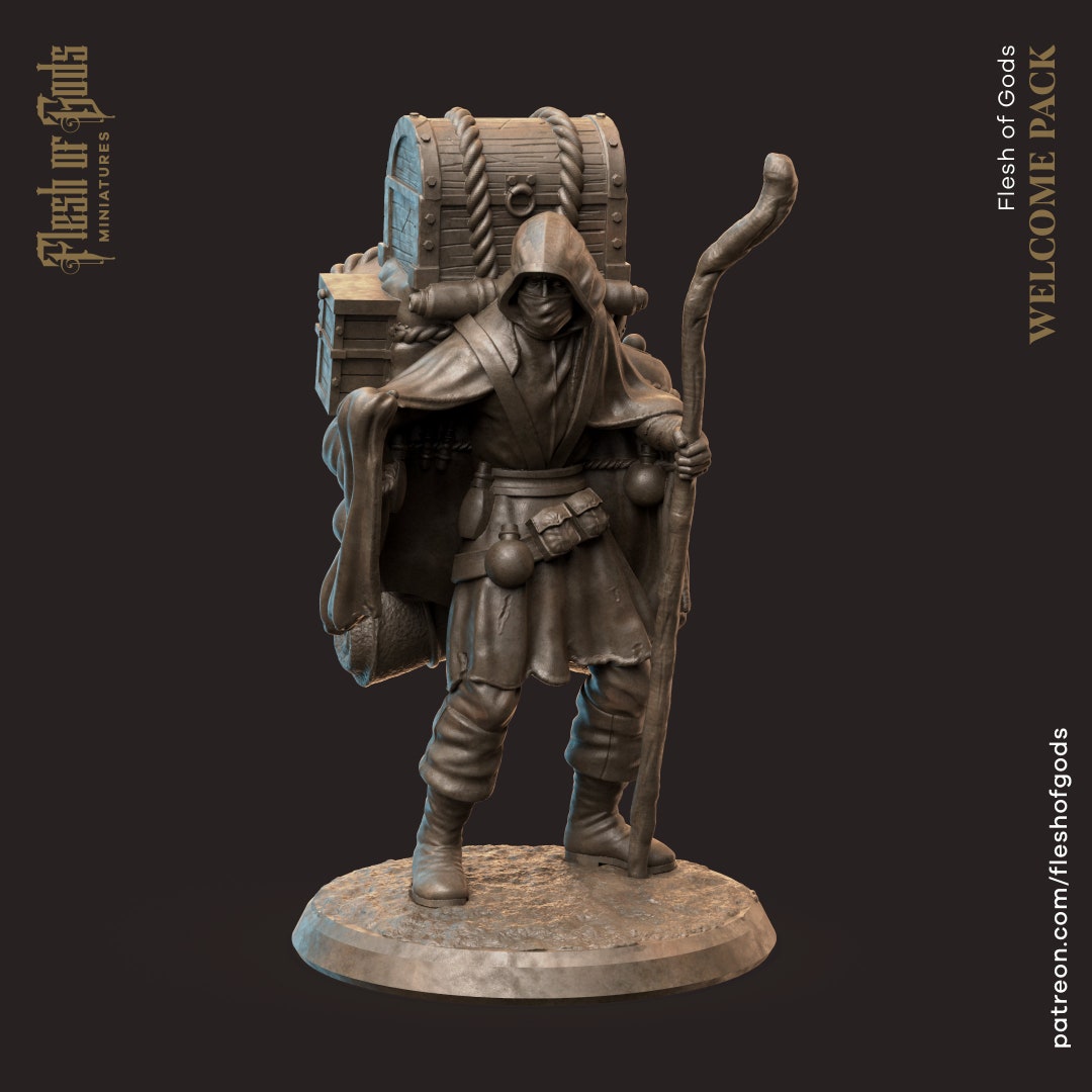 D&D NPC Merchant / Wizard / Pathfinder Miniature RPG Model Dark ...