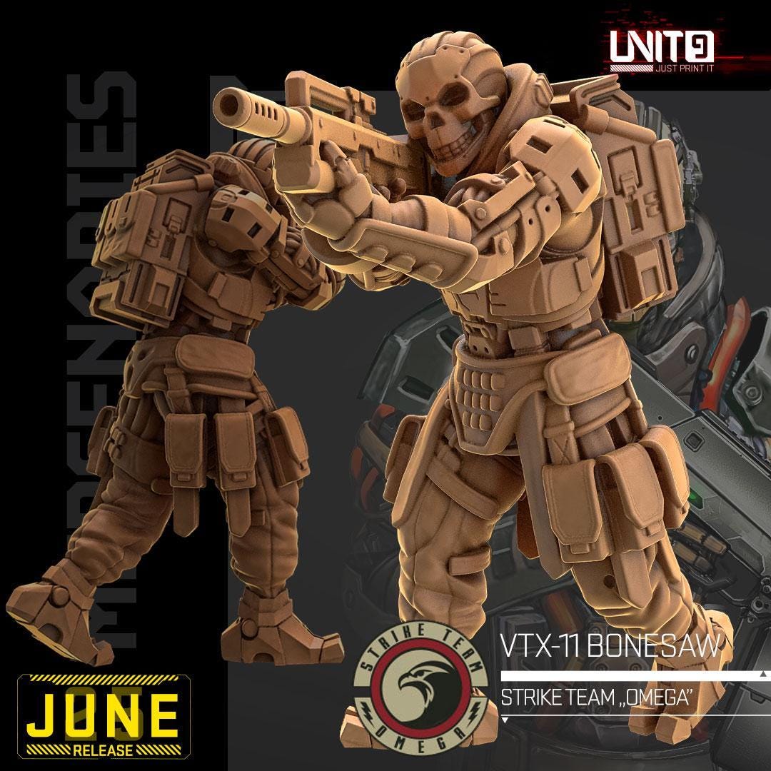Cyberpunk Skull Face Plate Borg Mercenary | RPG Model | Bone Saw V4 by ...