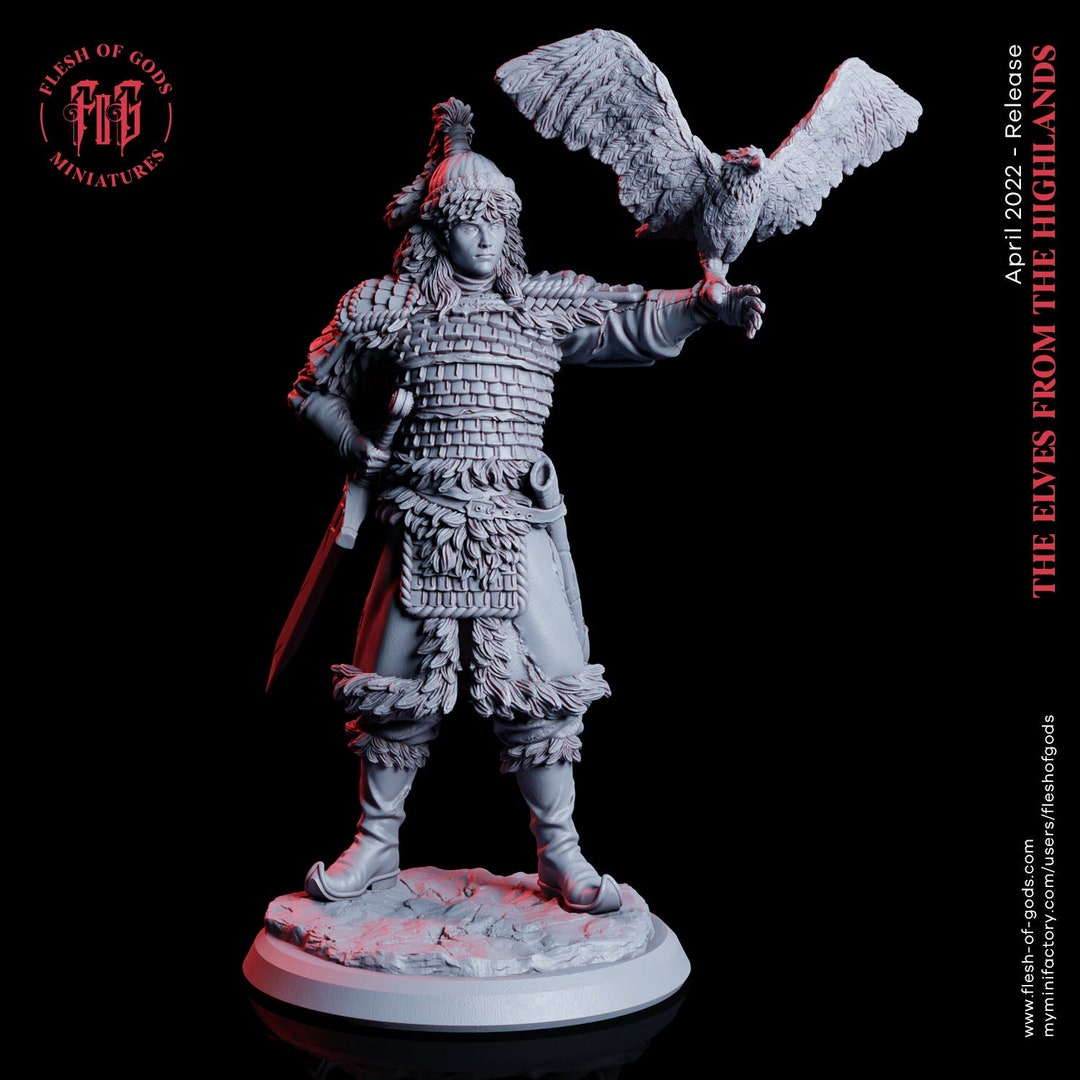 D&D Elf Ranger Barbarian Miniature RPG Model Highland Elf - Etsy