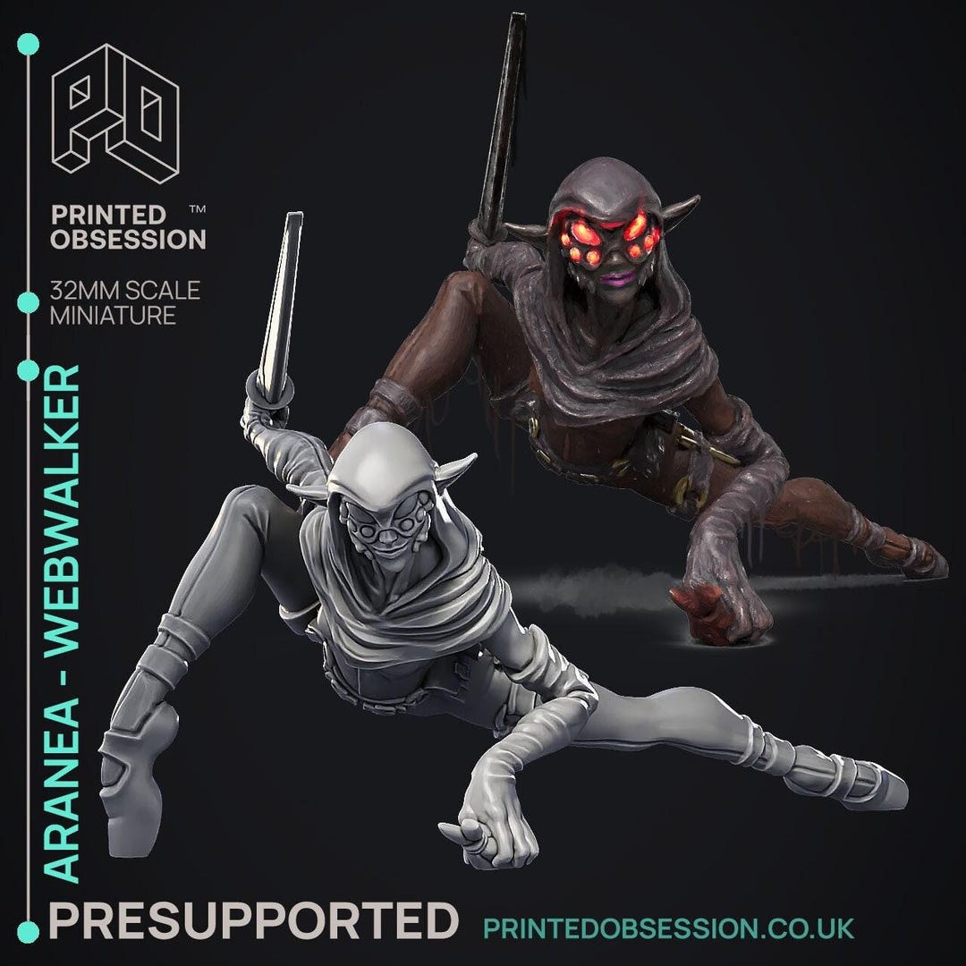 D&D Female Lolth Drow Rogue Assassin | RPG Model | Web Walker Aranea ...