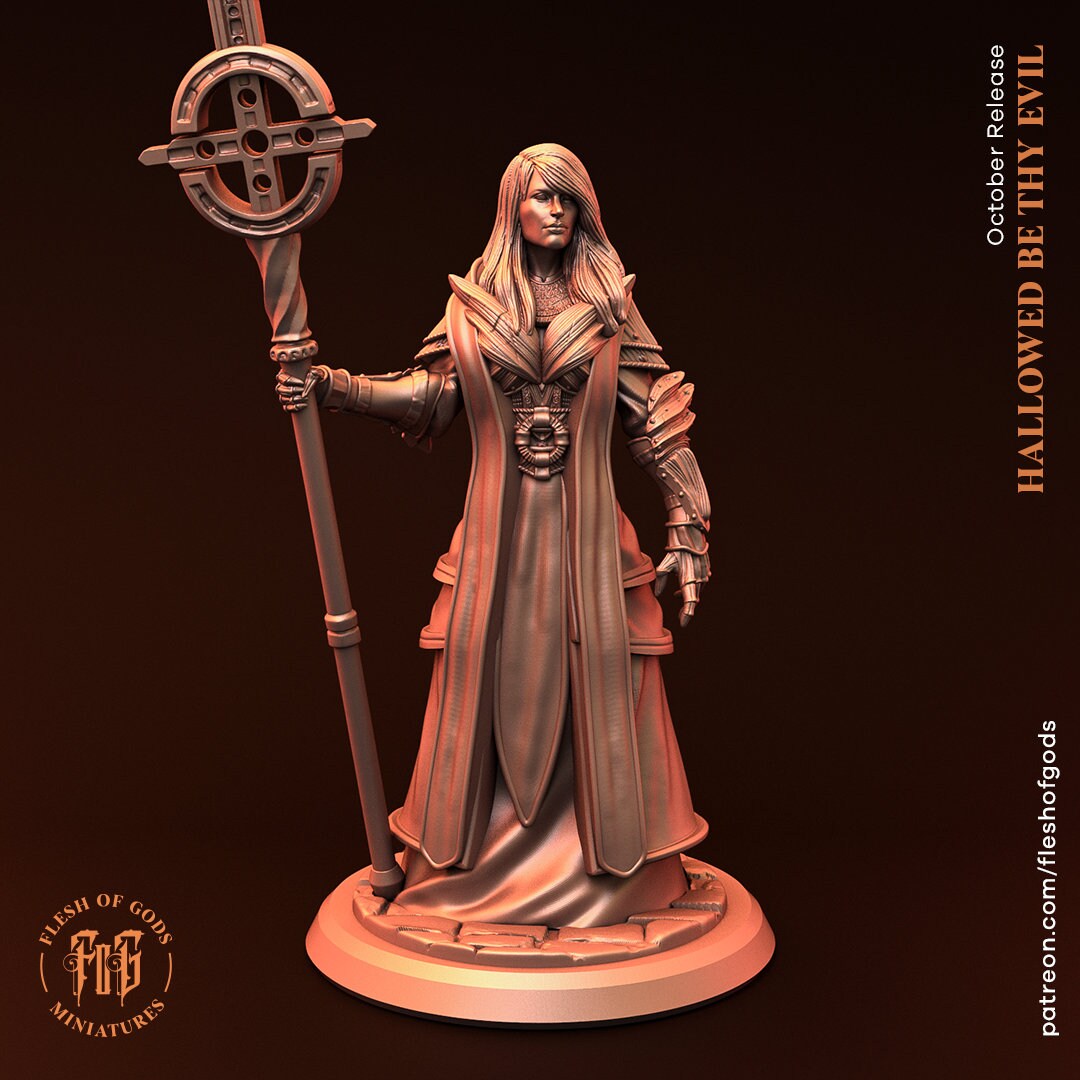 D&D Female Wizard / Sorcerer / Warlock / Cleric Miniature RPG Model ...