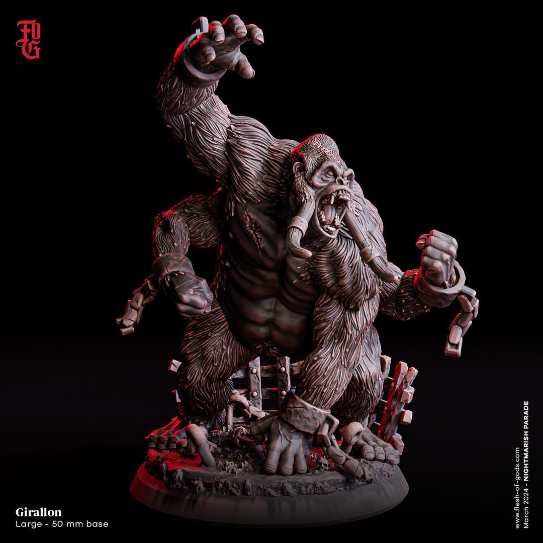 D&D Four Armed Great Ape | RPG Model | Girallon by Flesh of Gods - Etsy