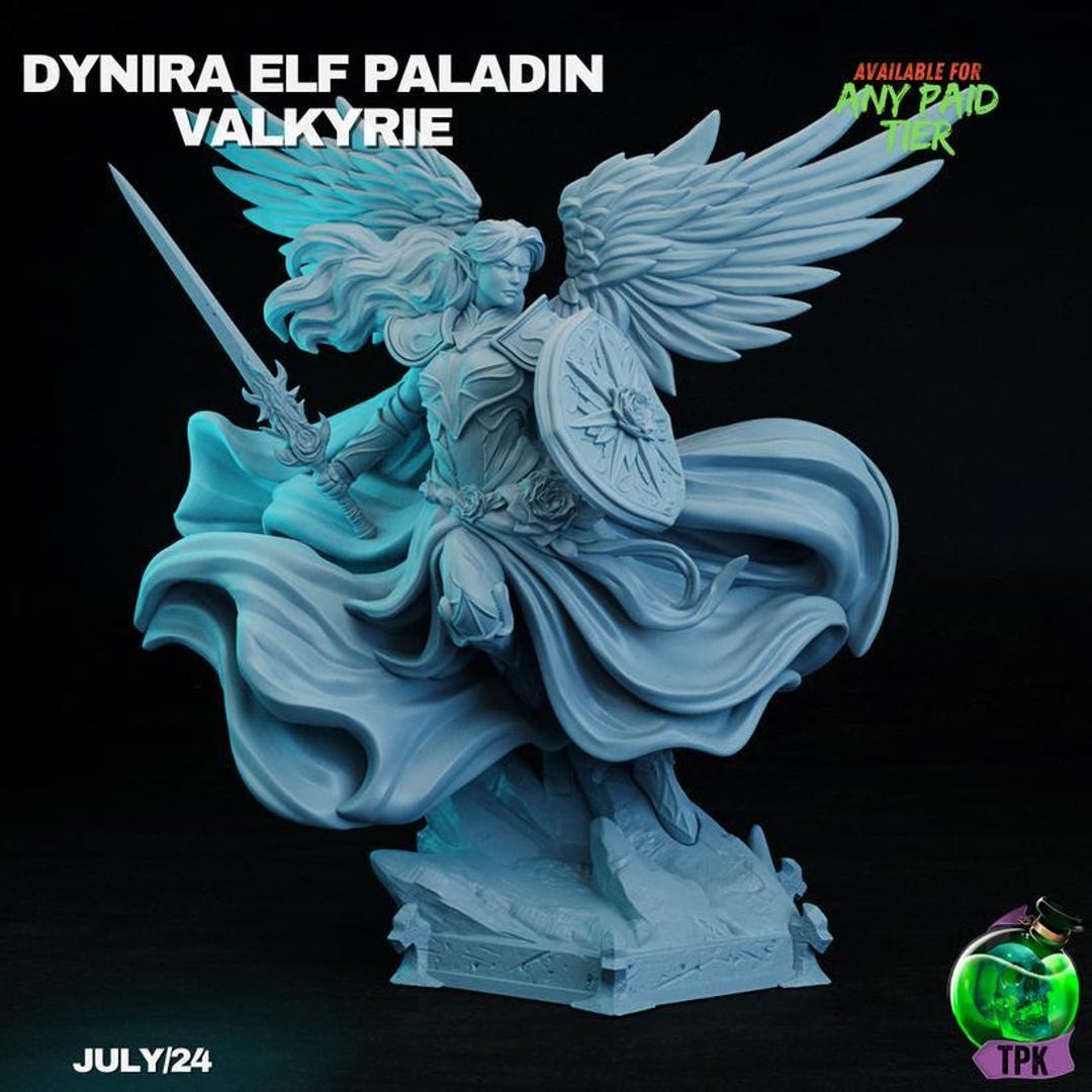 D&D Female Aasimar Paladin | RPG Model | Dynira Elf Paladin Valkerie by ...