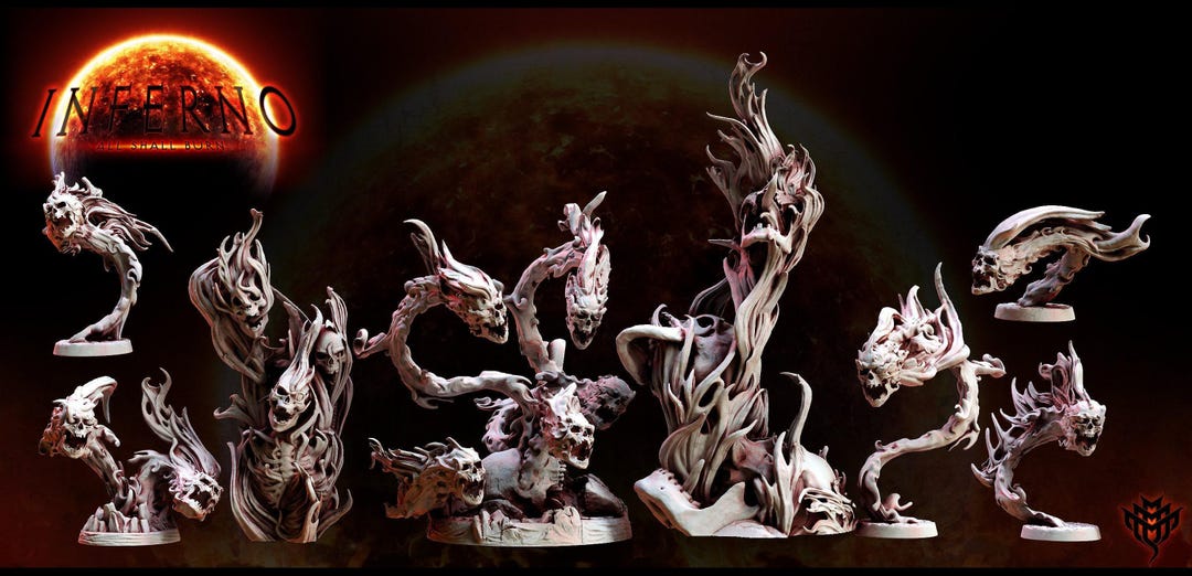 D&D Chained Souls Scenery | RPG Model | Possessed Flaming Skulls | by ...