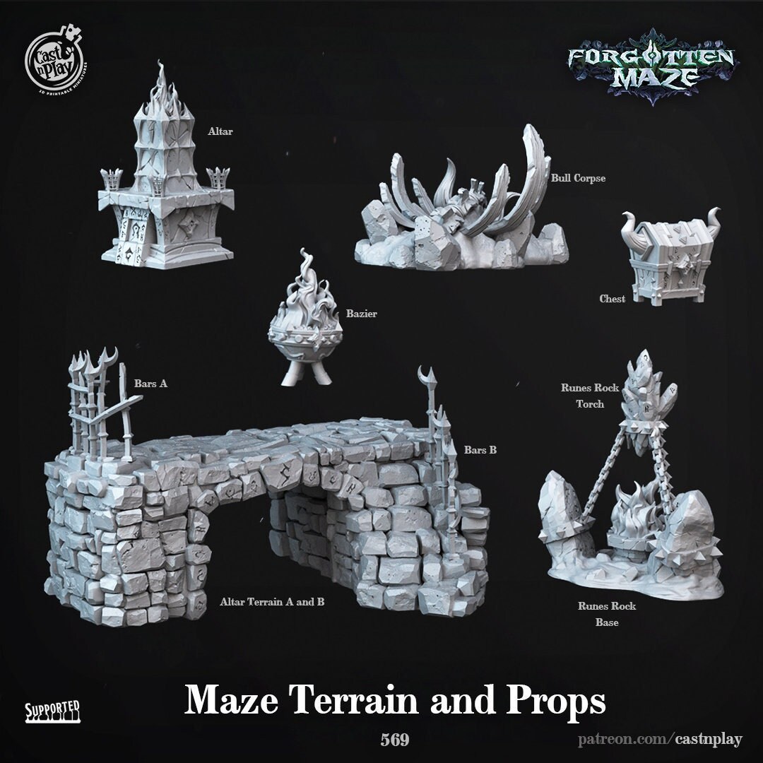 D&D Minotaur Lair Scenery RPG Model Maze Terrain and Props Scenery by ...