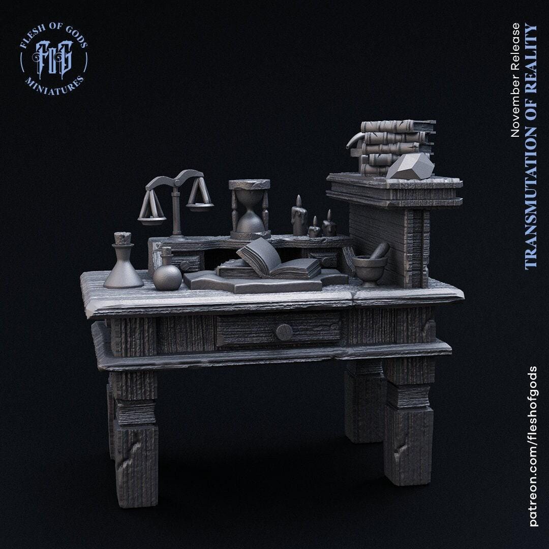 D&D Alchemist Workshop / Wizard Desk / Scenery Miniature | RPG Model ...