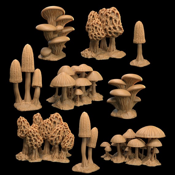 D&D Mushroom Terrain 9 Pieces Pack RPG Model by Dragon - Etsy