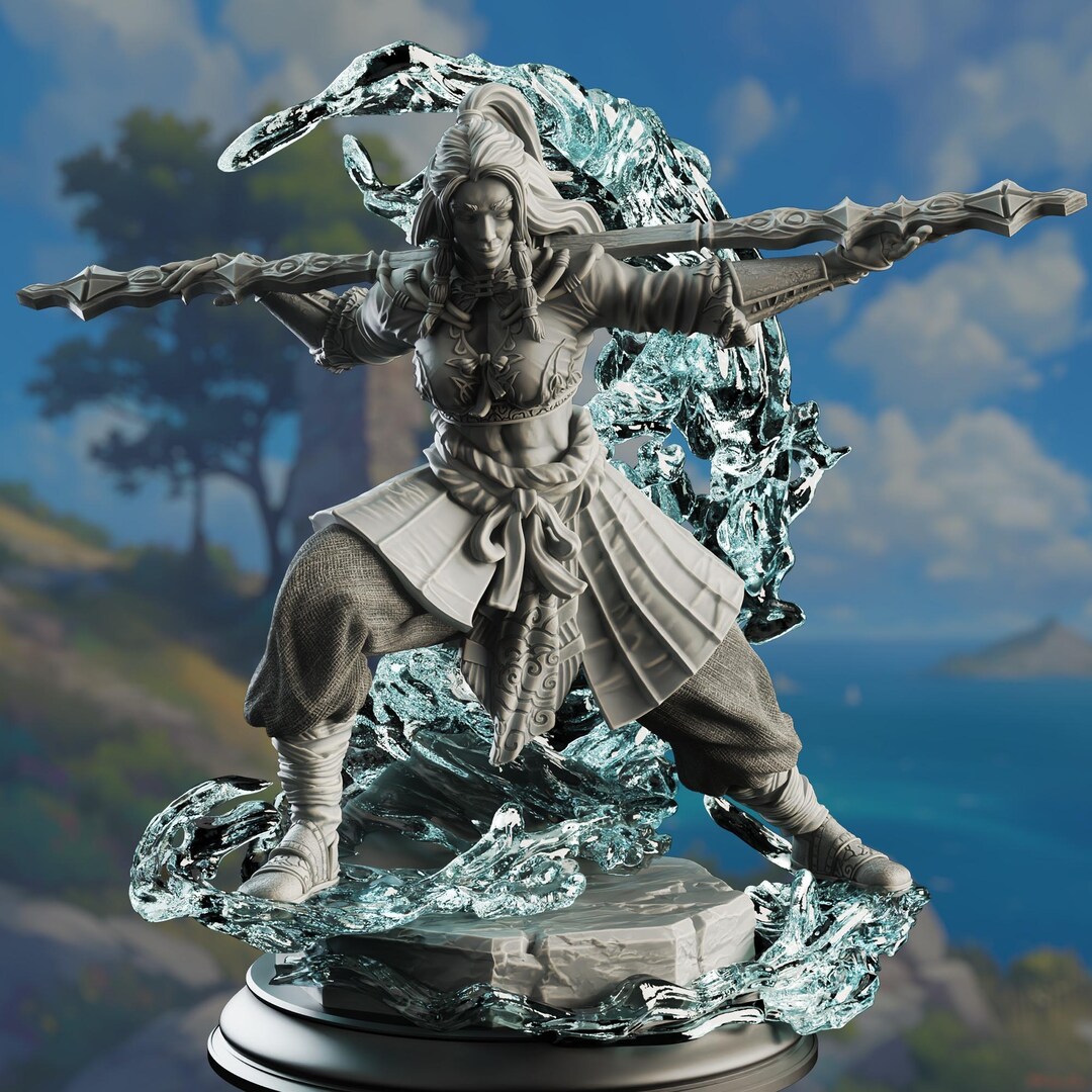 D&D Female Water Element Monk With Staff | RPG Model | Kitarlia the ...