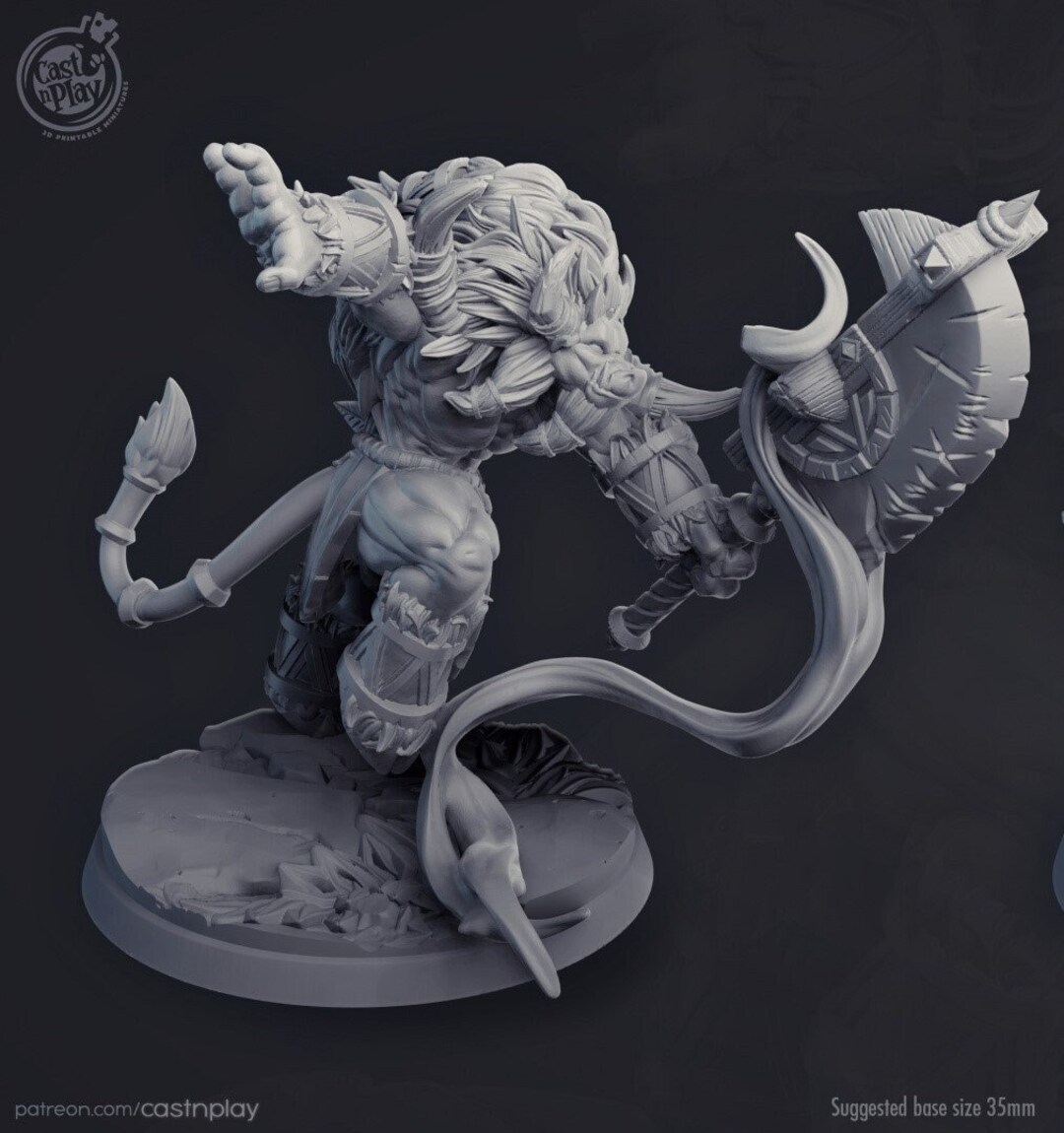 D&D Minotaur Barbarian RPG Model Tooantuh Sunstream by Cast N Play - Etsy