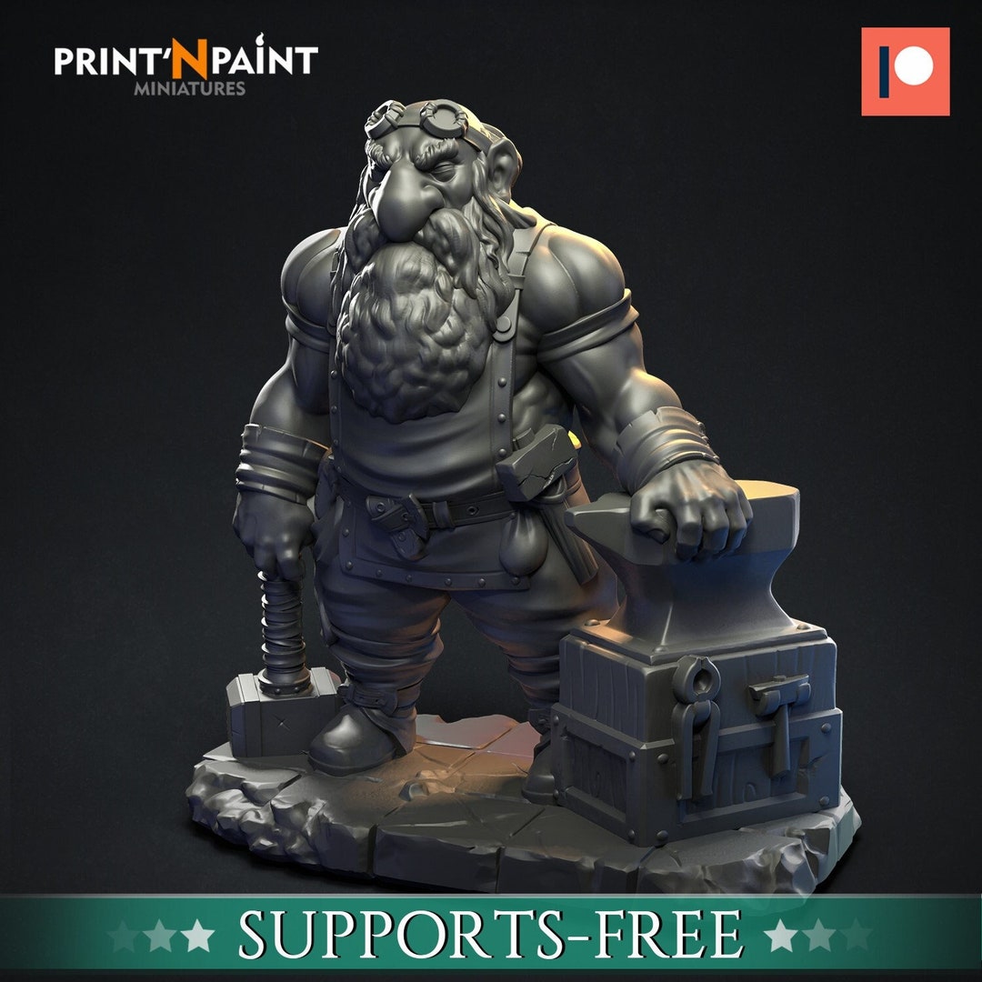 D&D Dwarf Blacksmith RPG Model Forger Dwarf by Print'n Paint - Etsy