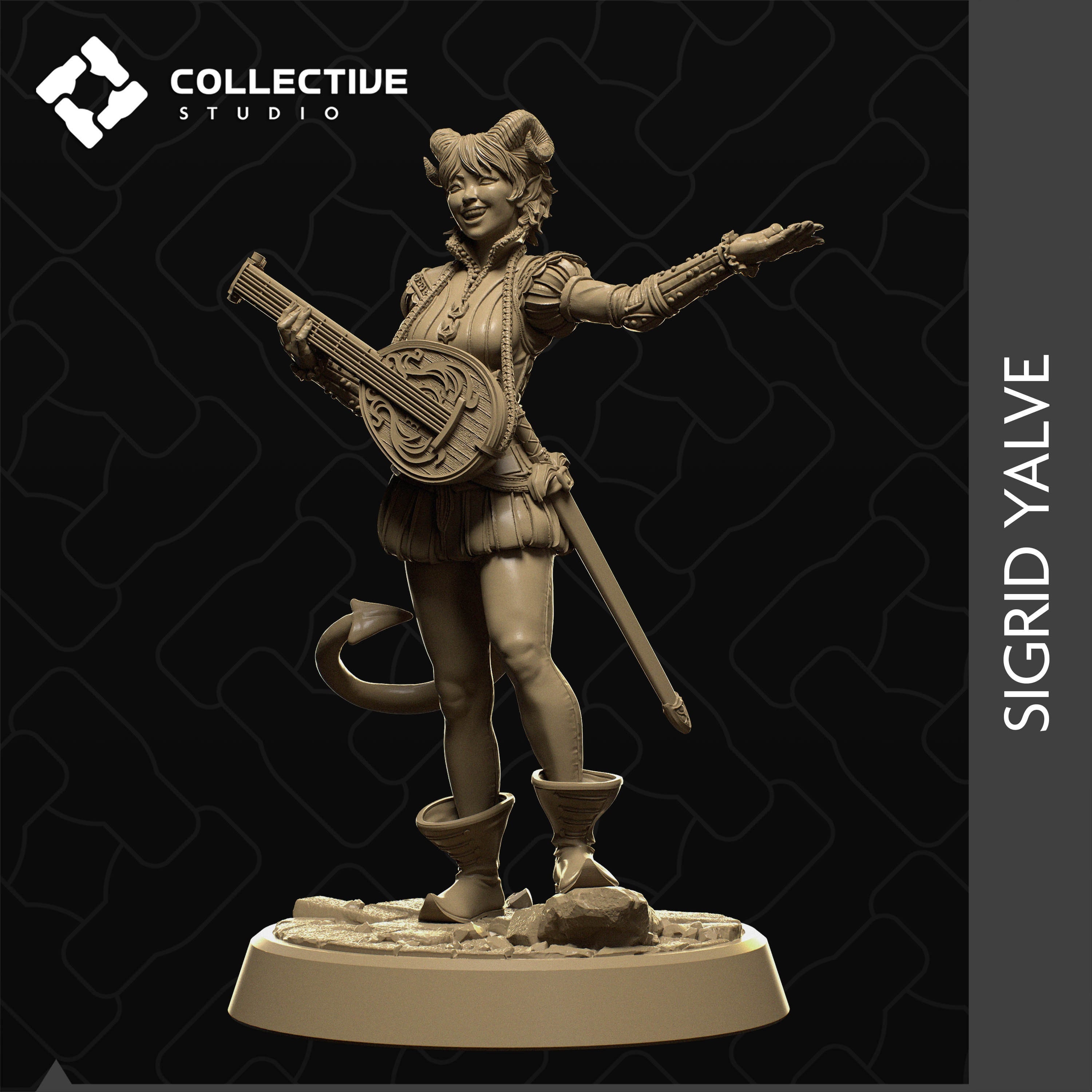 D&D Female Tiefling Lute Bard RPG Model Sigrid Yalve by - Etsy Australia