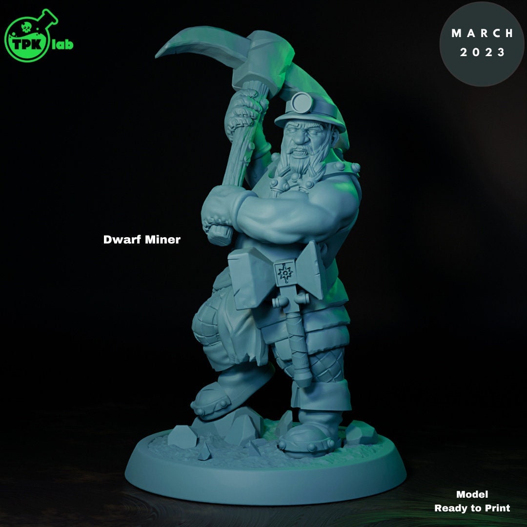 D&D Dwarf Miner RPG Model Dwarf Miners by TPK LAB - Etsy