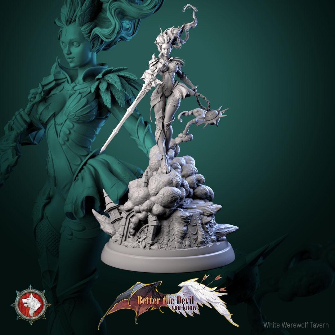 D&D Female Elf Sun Cleric | RPG Model | Lysandra, the Bifurcated Seraph ...