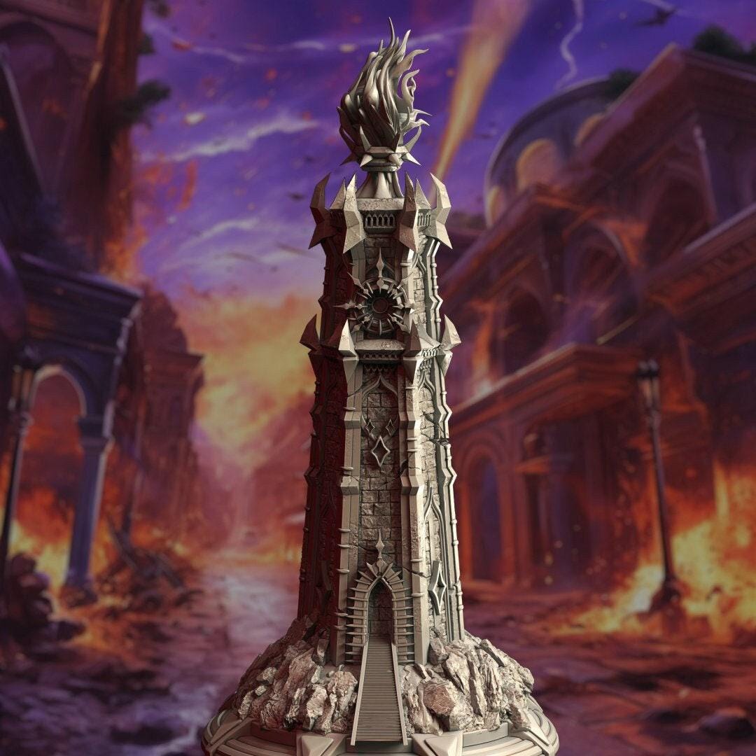 D&D Flaming Tower Spire Scenery | RPG Model | Tower of Miar Fyn | by DM ...