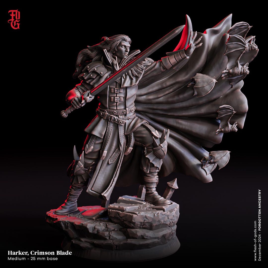 D&D Dhampir Fighter With Bat Cloak | RPG Model | Harker, Crimson Blade ...