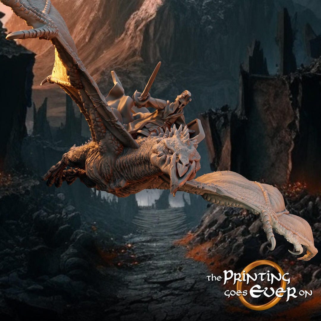D&D Dragon With Rider | RPG Model | Wraithbeast | by the Printing Goes ...