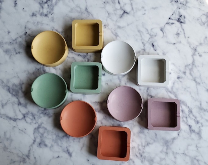 Colorful Round Concrete Ashtray Square Ashtray Minimalist Ashtray ...