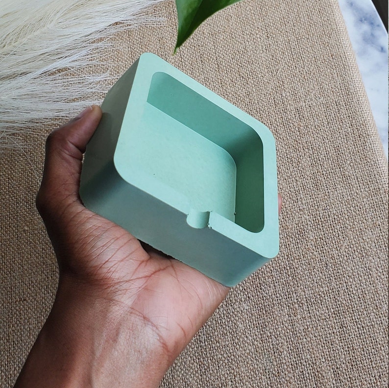 Colorful Round Concrete Ashtray Square Ashtray Minimalist | Etsy