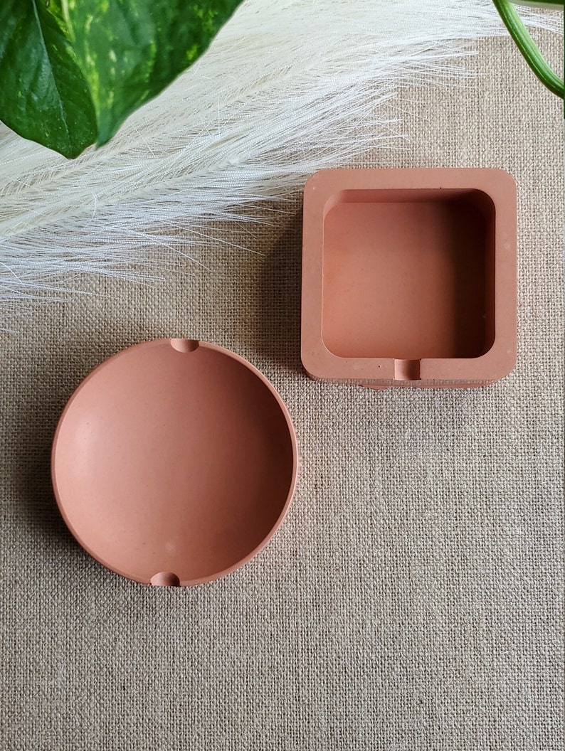 Colorful Round Concrete Ashtray Square Ashtray Minimalist - Etsy