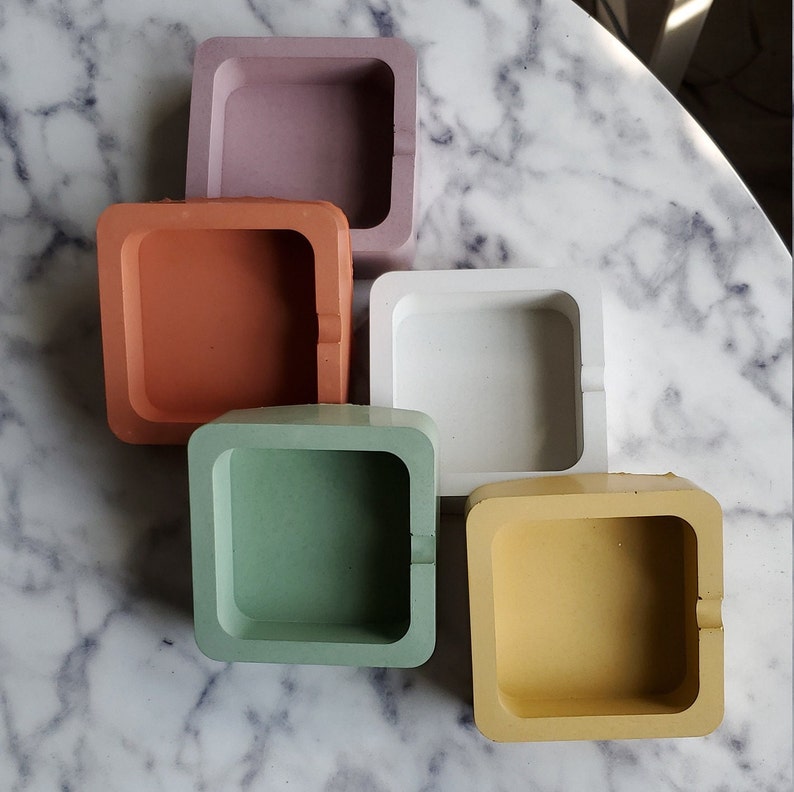 Colorful Round Concrete Ashtray Square Ashtray Minimalist - Etsy