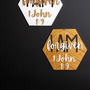 Christian Based Wooden Sign on Identity | "i AM Forgiven" | 1 John 1:9 ...