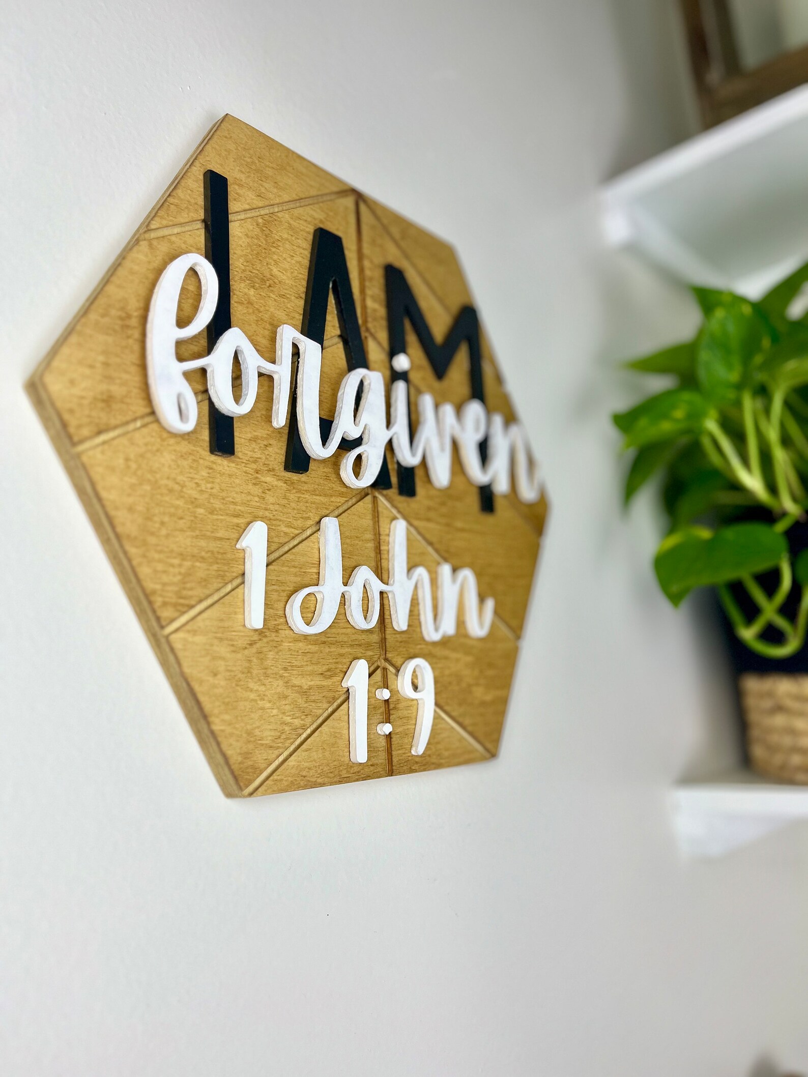 Christian Based Wooden Sign on Identity | "i AM Forgiven" | 1 John 1:9 ...