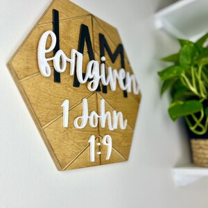 Christian Based Wooden Sign on Identity | "i AM Forgiven" | 1 John 1:9 ...