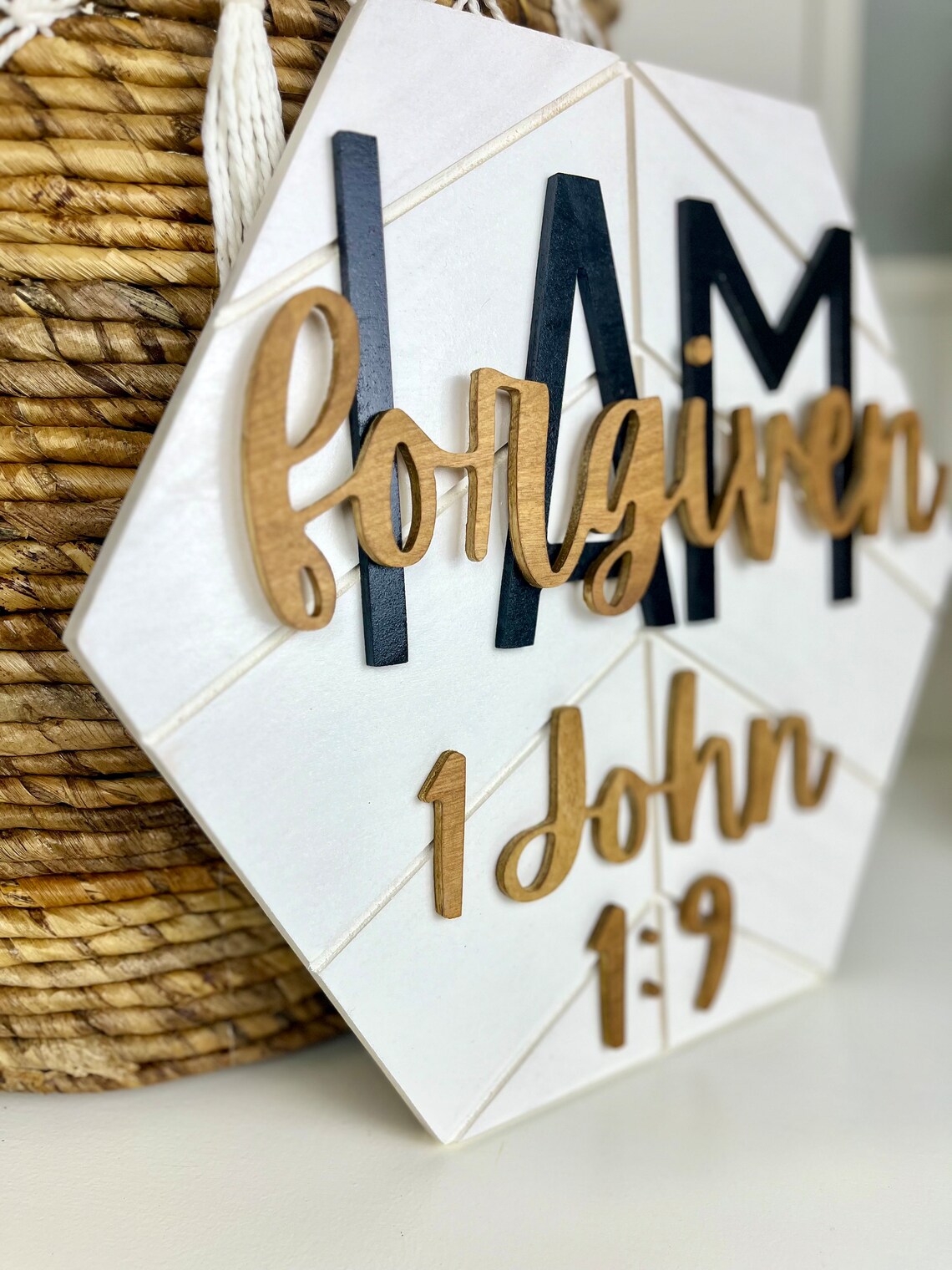 Christian Based Wooden Sign on Identity | "i AM Forgiven" | 1 John 1:9 ...