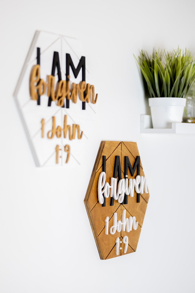 Christian Based Wooden Sign on Identity i AM Forgiven 1 John 1:9 Rustic ...