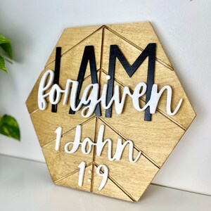 Christian Based Wooden Sign on Identity | "i AM Forgiven" | 1 John 1:9 ...