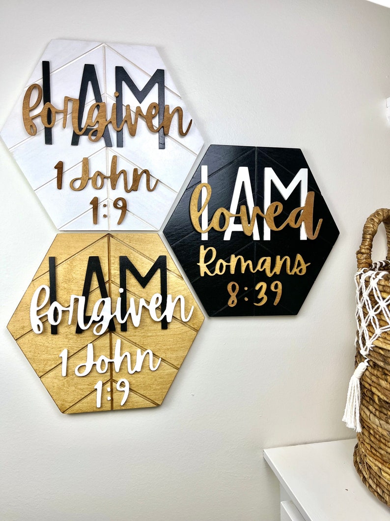 Christian Based Wooden Sign on Identity i AM Forgiven 1 John 1:9 Rustic ...