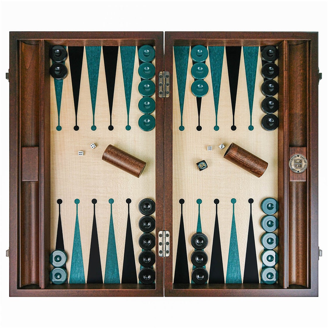 Premium Personalized Backgammon Set in Maple-green, Handmade Wooden ...