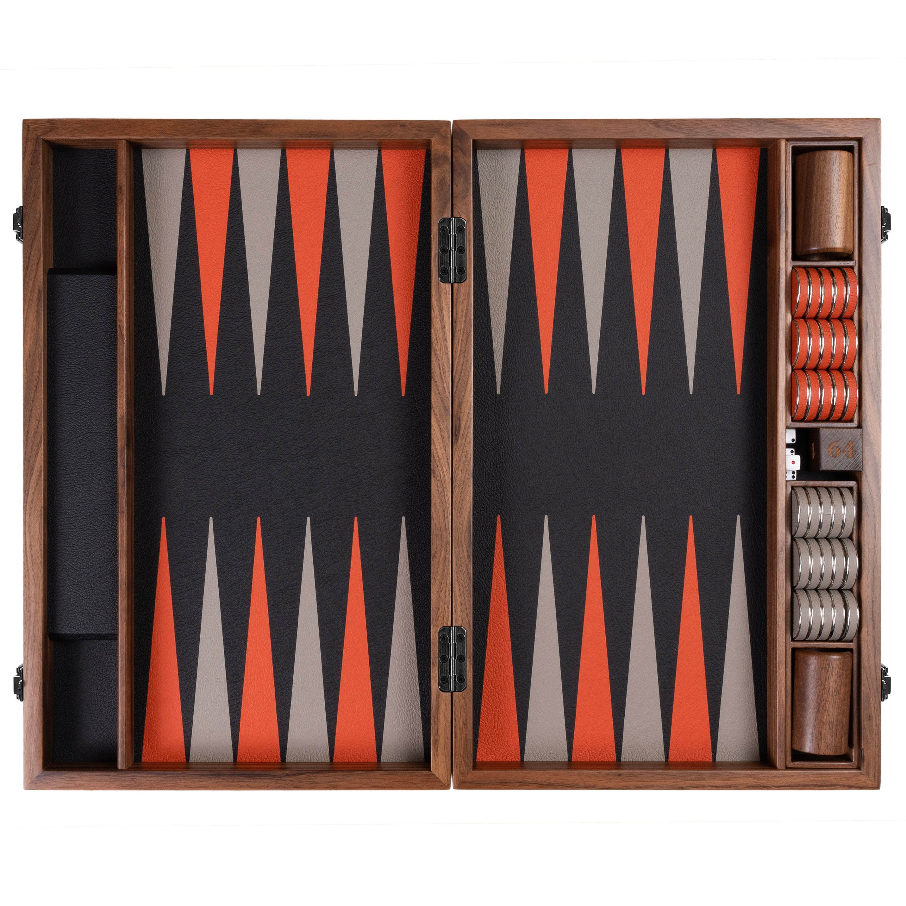Professional Orange & Grey Genuine Leather Backgammon Set, Highend ...